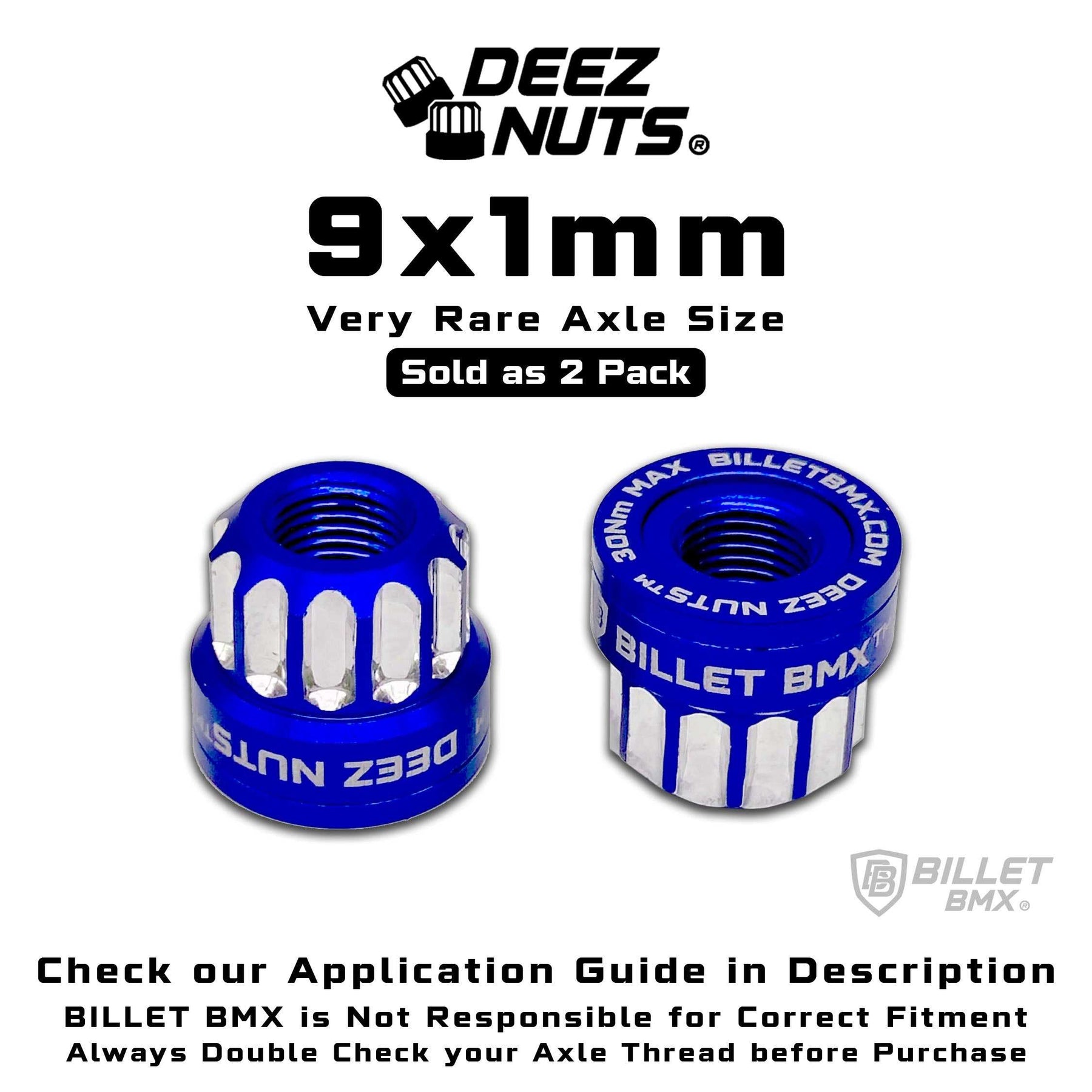 BILLET BMX Deez Nuts 12 Point Bike Axle Nuts 9x1mm SPECIAL SIZE FOR ZO ...